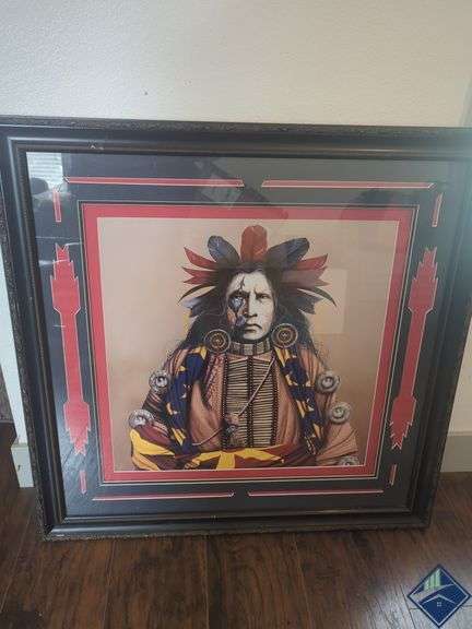 Large Native American painting wall art piece 33-1/2" x 33-1/2 ...